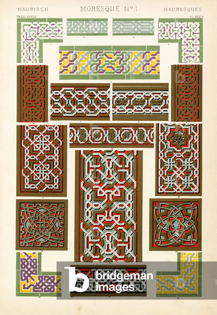 Image of Varieties of Moorish interlaced designs from the Alhambra ...