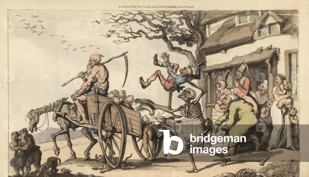 Image of The skeleton of Death and old man Time come to by Rowlandson ...