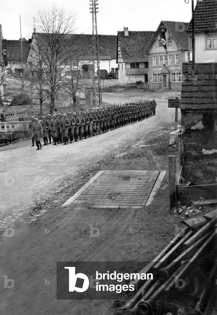 Image of World War II. German soldiers marching.