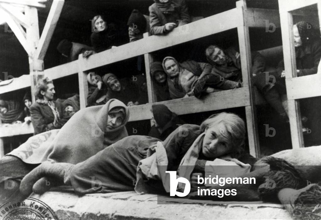 Image of Women survivors in the barracks at Birkenau concentration camp ...