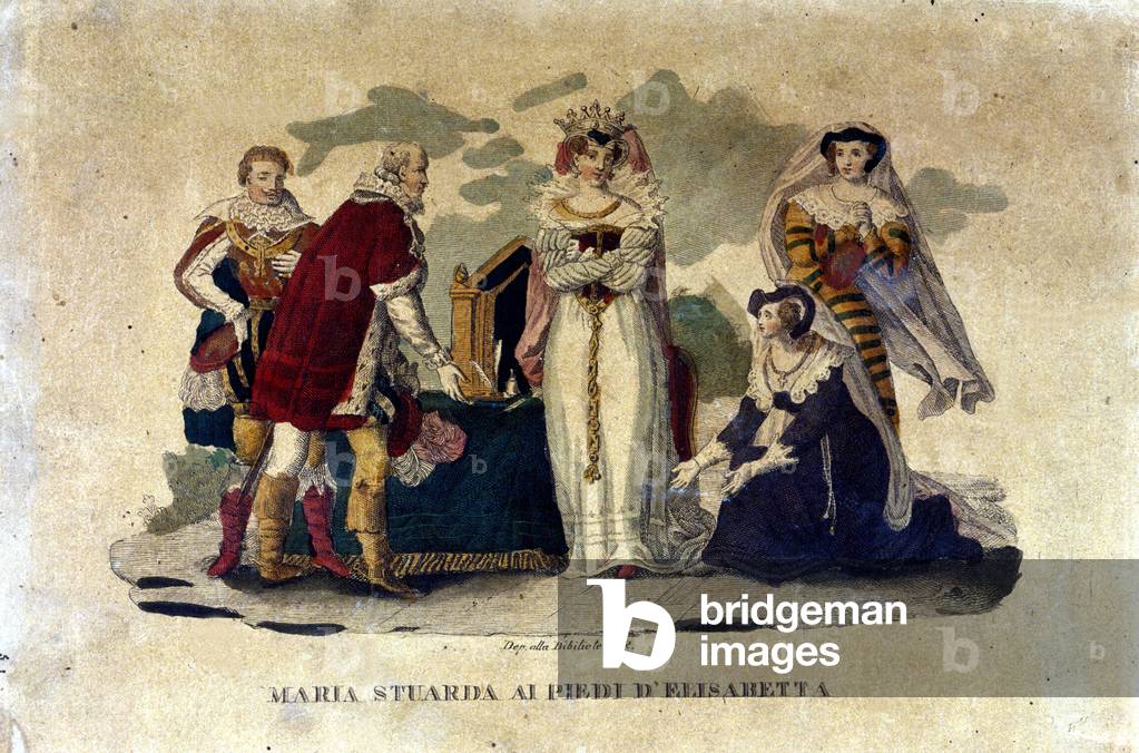 Image of Mary Stuart at the feet of Elizabeth I, in the by Italian ...