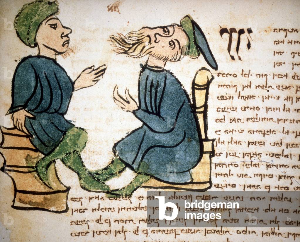 Image of Judaism: Representation of the learning of a rabbi. 15th ...