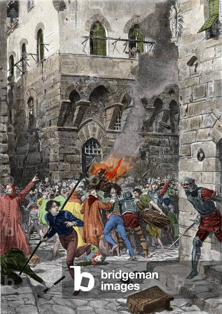 Image of The revolt of the Ciompi (tumulto dei ciompi), a popular by ...