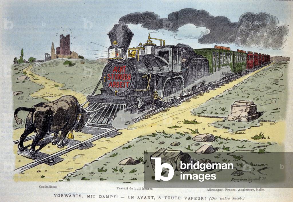 Image of Satirical allegorical vignette: the bull symbol of capitalism ...