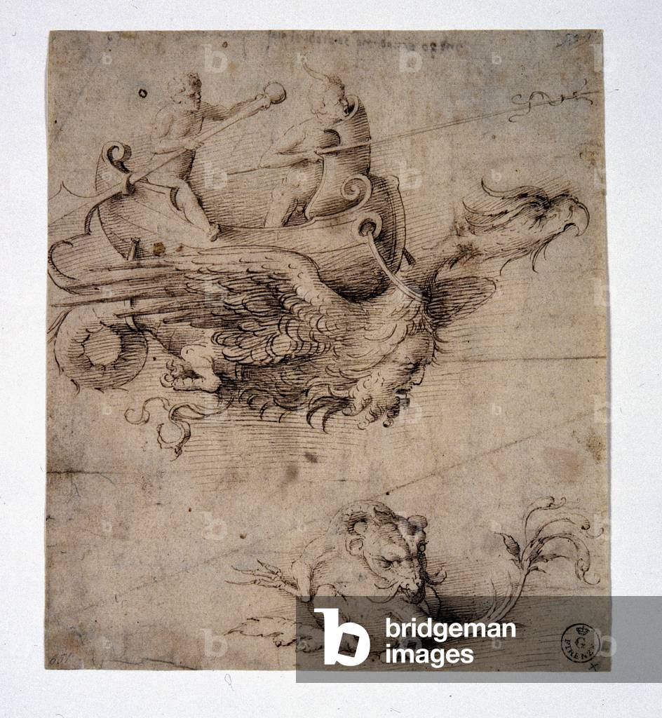 Anonymous Venetian drawing of the early 16th century, flying monstrous ...