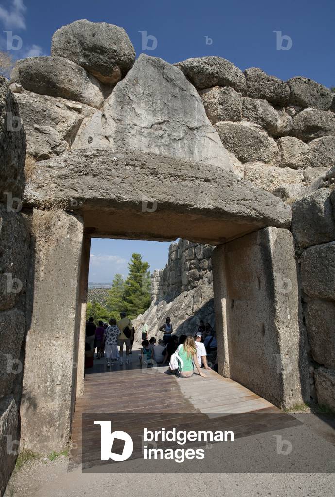 Image of Lion Gate, Mycenae, Greece. The Lion Gate at Mycenae was