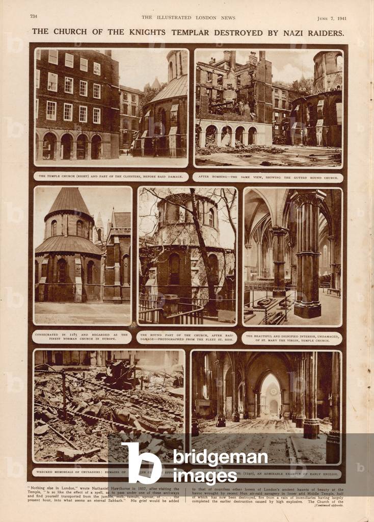 THe Church of the Knights Templar Destroyed by Nazi Raiders, from 'The ...
