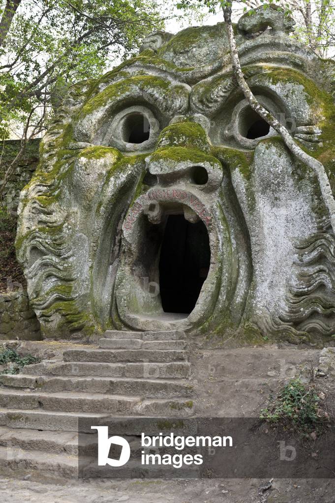 Image of Entrance though the open mouth of the sculpture of Orcus;