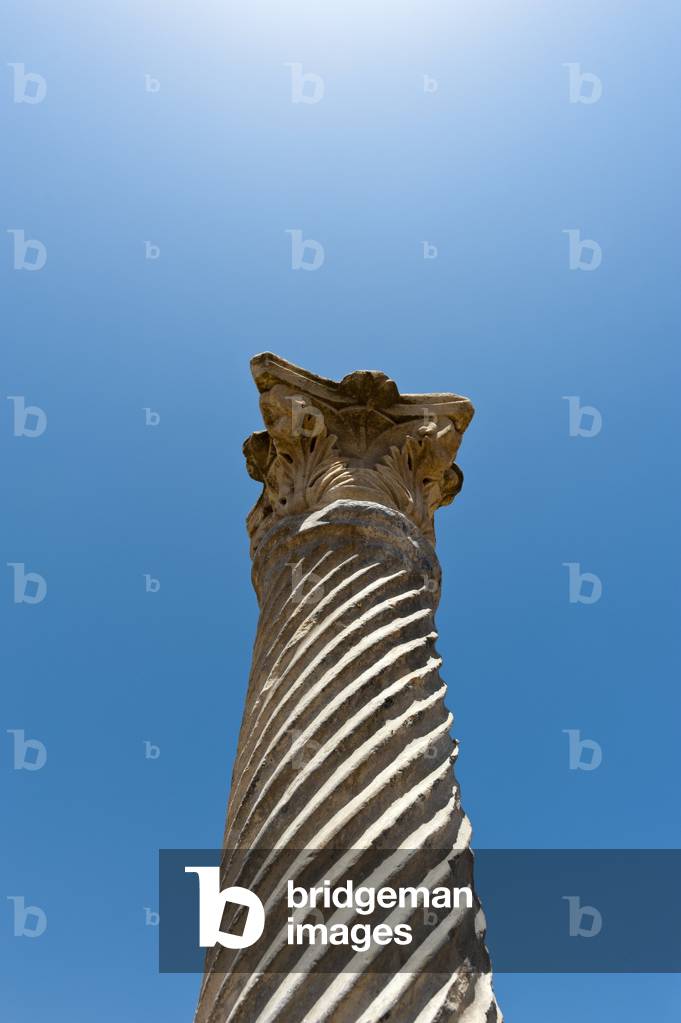 Image of Archaeological site; ancient city; twisted column at the ...