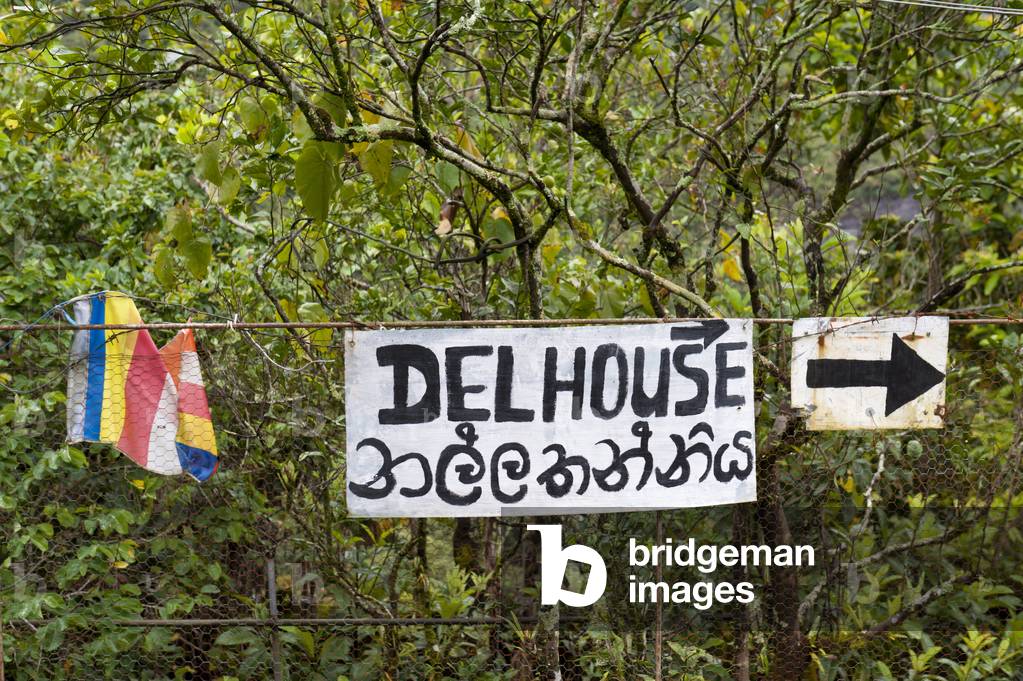 Image of Pilgrimage path; signpost and arrow; road to Delhouse ...