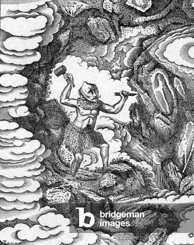 Image of Pan Kou Che (Pangu,, Chinese Creator God, engraving after an ...