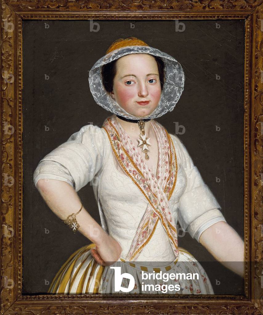Image of Portrait of Arlesienne mit blauen Augen Gemälde von Antoine Raspal