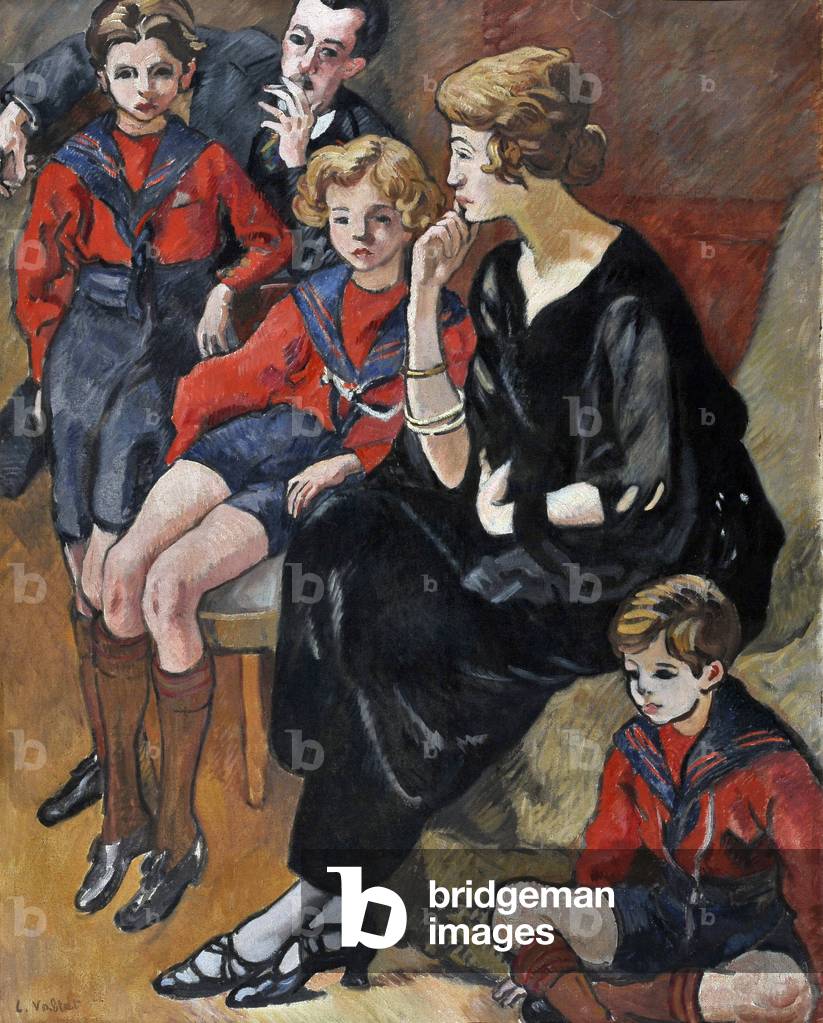 Image of Family. Portrait of a bourgeois family representing a father and