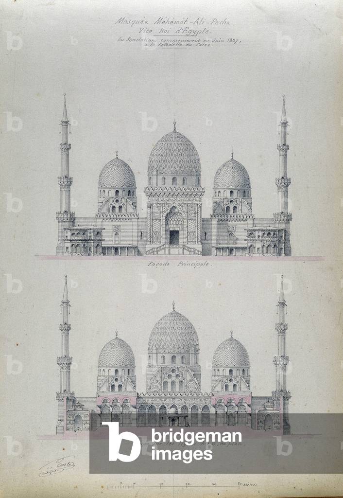 Image of Facade and cut of Mohamed Ali Mosque, Vice King of by Coste ...