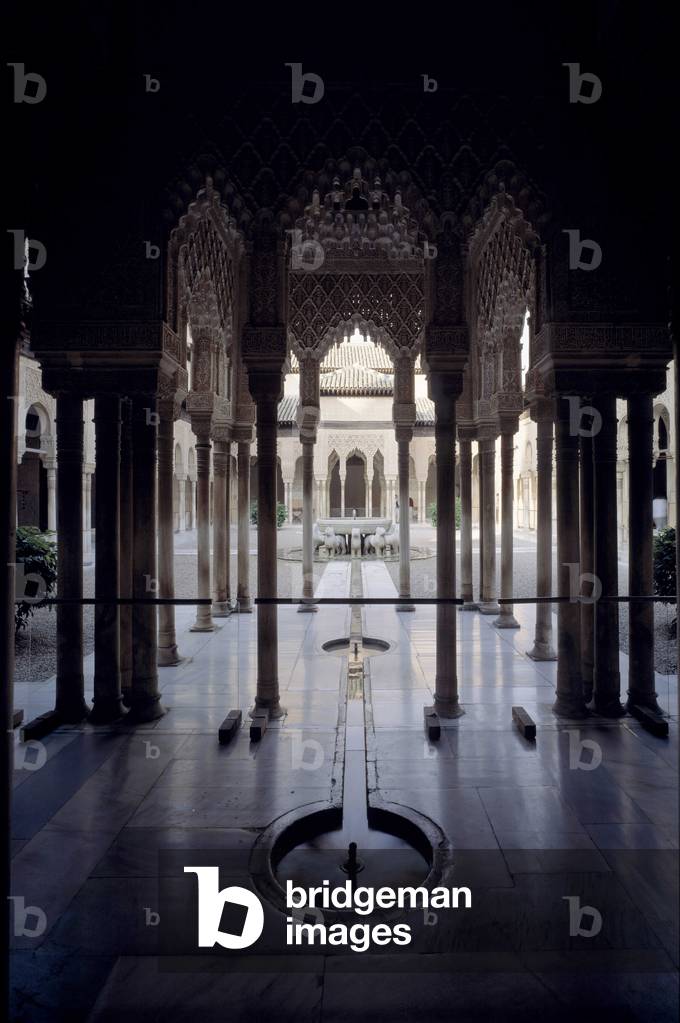 Image of Islamic architecture, Moorish art. View of the porticoes of the