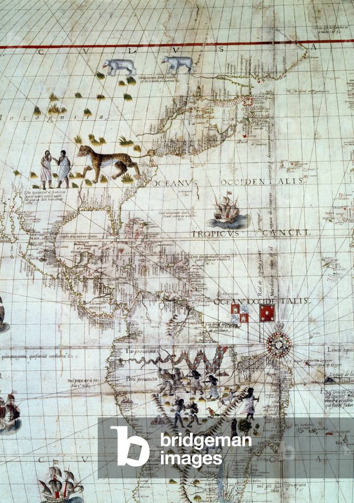 Image of Continent of America. Detail of the world map by Sebastien by ...