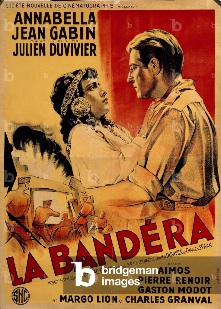 Image of Cinema poster for the film 'La Bandera' with Jean Gabin by French School, (20th century)