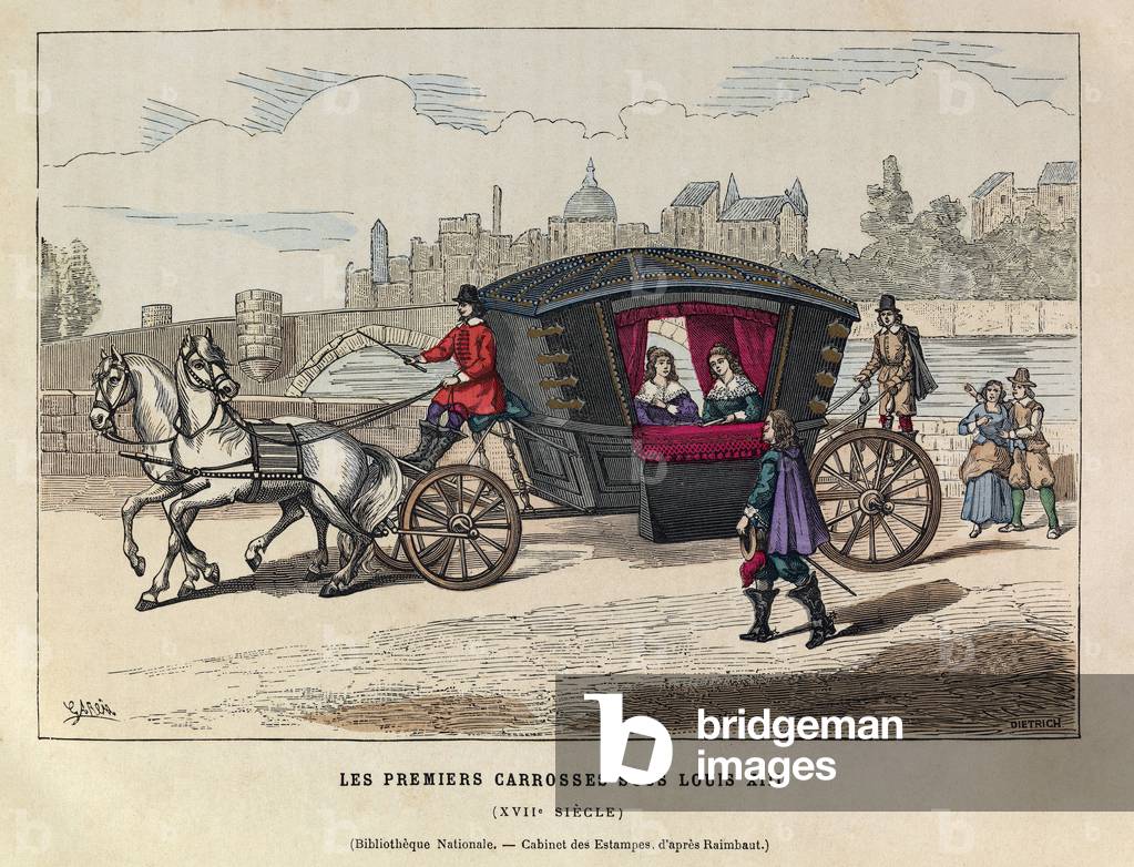 Image of The first carriages under the reign of King Louis XIII by ...