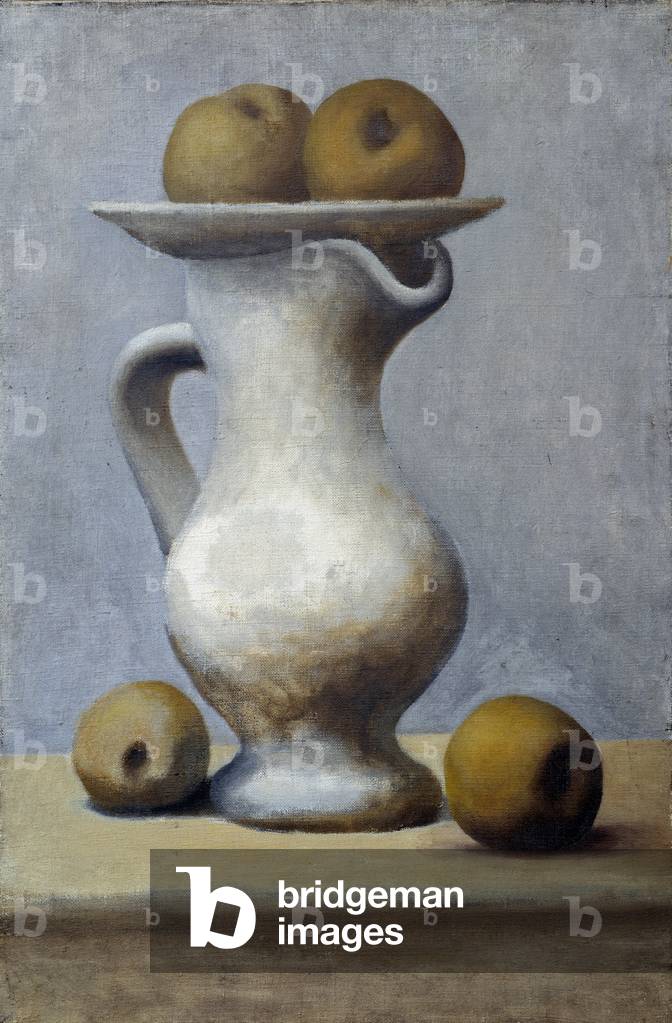 Image of Still life with jug and apples, 1919 (oil on canvas) by Picasso, Pablo (1881-1973)