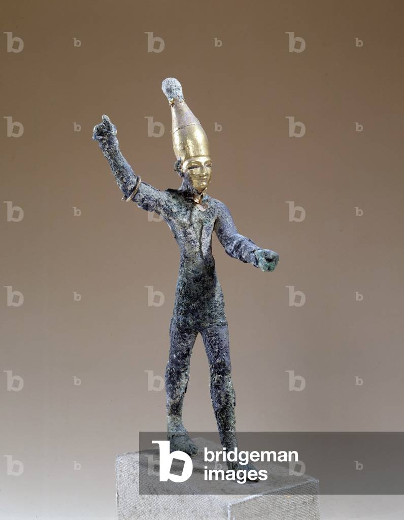 Image of Bronze and gold statuette of the Egyptian god Baal. c.1300 by ...