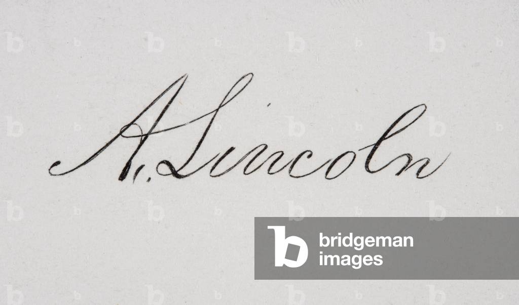 Image of Signature of Abraham Lincoln (pen & ink on paper) by American ...