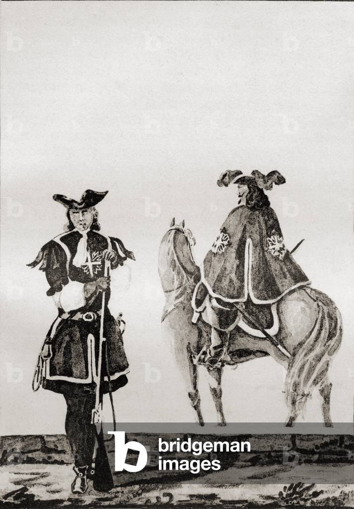 Image of Company of Musketeers of King Louis XIV, from 'Memoires de by ...