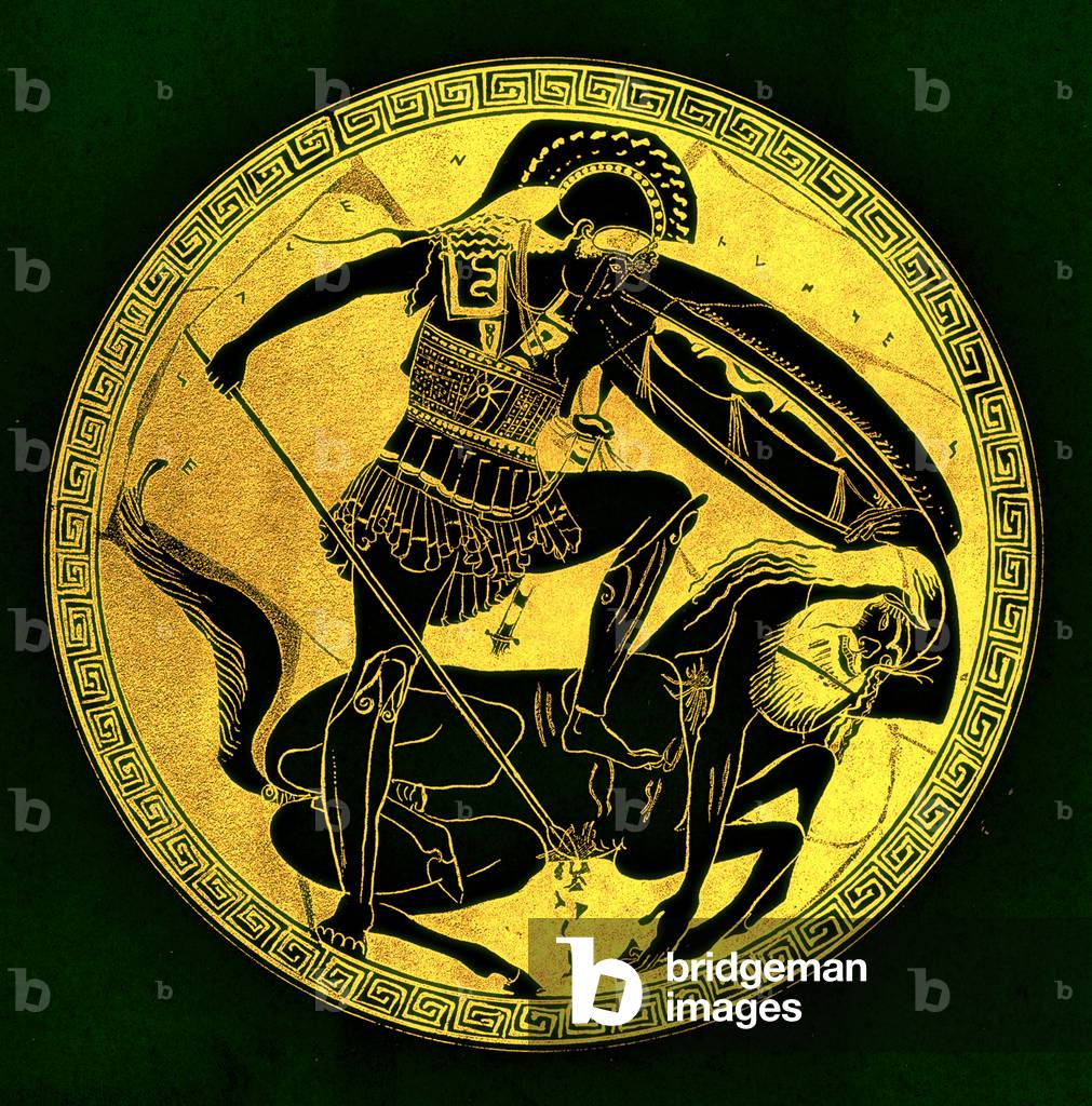 Image of Warrior and centaur, illustration from 'Greek Vase Paintings ...
