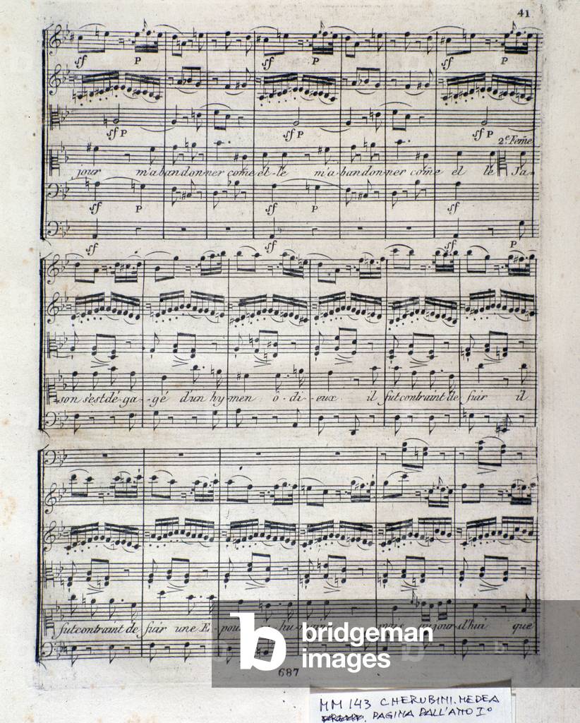 Image of Sheet music of Medea (act 1), opera by Luigi Cherubini, by ...