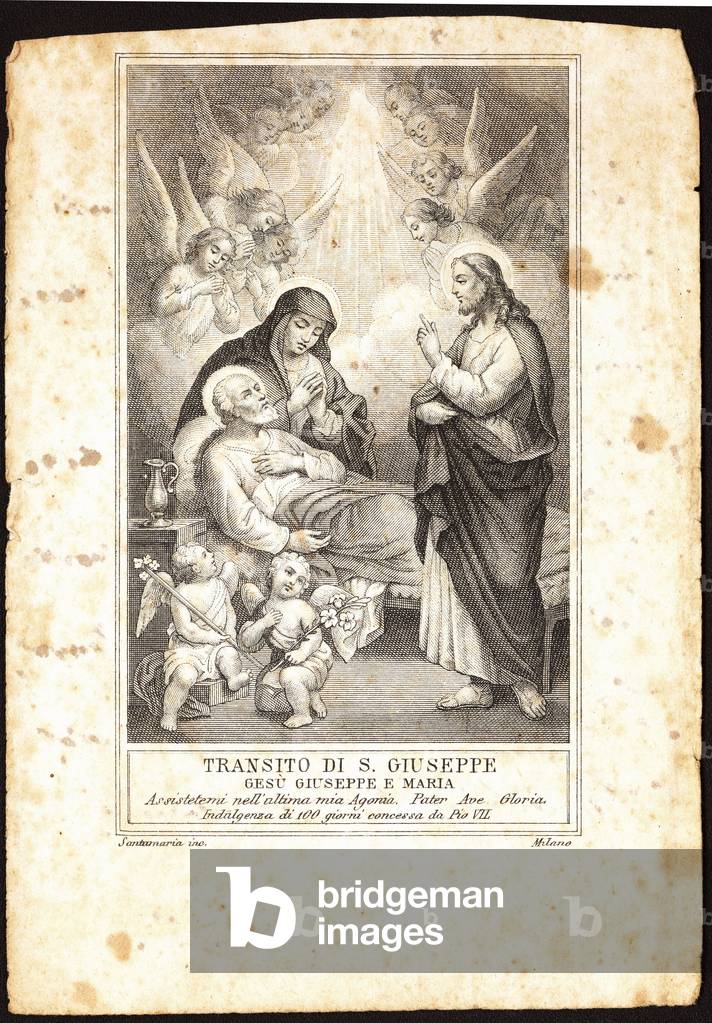 Image of The death of Saint Joseph, 19th century (engraving) by Anonymous
