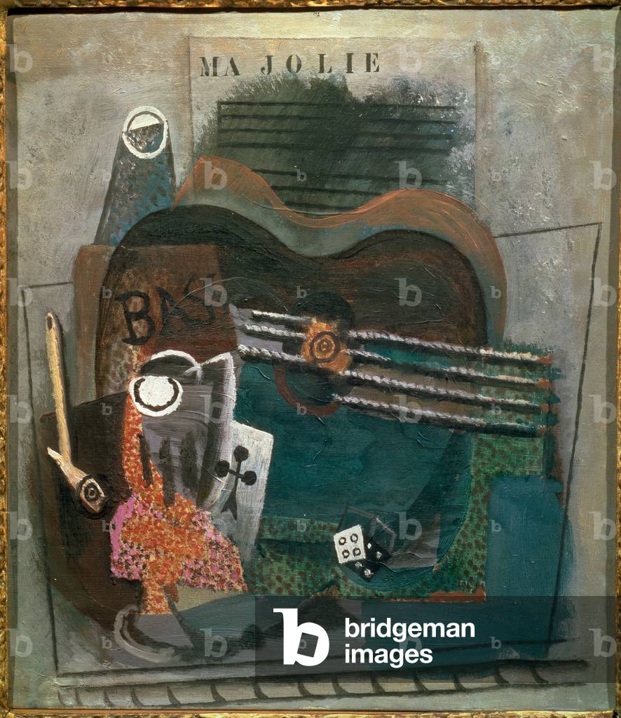 Image of Ma jolie (cubist still life) (Painting, 1914) by Picasso, Pablo (1881-1973)
