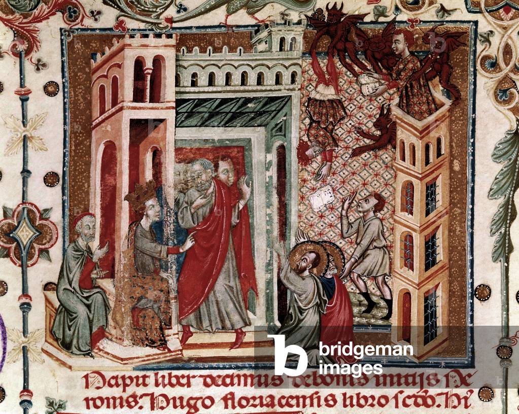 Image of Codices Cavenses, Cod.25 f.181, Simon Magus, the Emperor Nero, and by Italian School ...