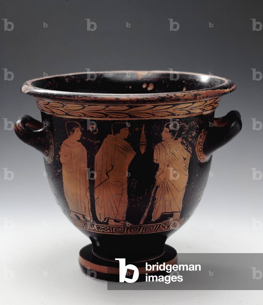 Image of Ancient Greece: terracotta attic bell crater with red figures ...
