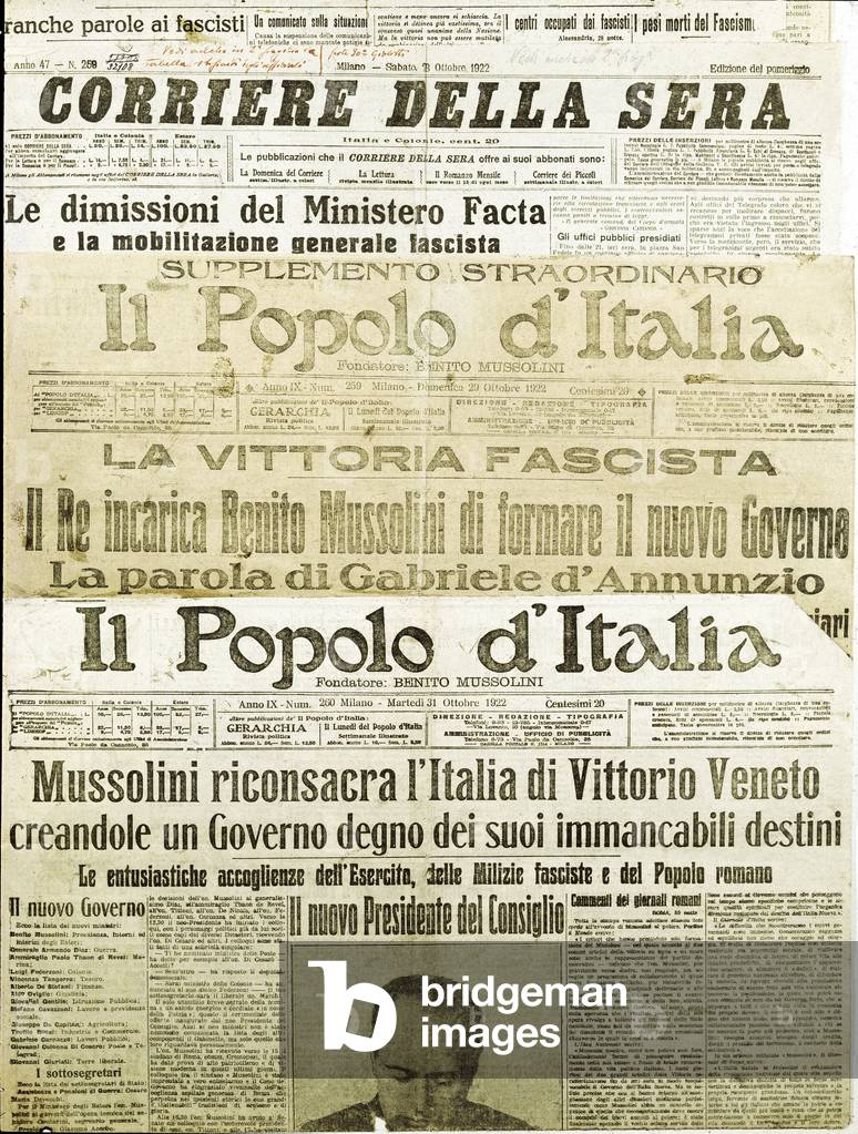 Image of Title pages of italian newspapers after Mussolini March on ...
