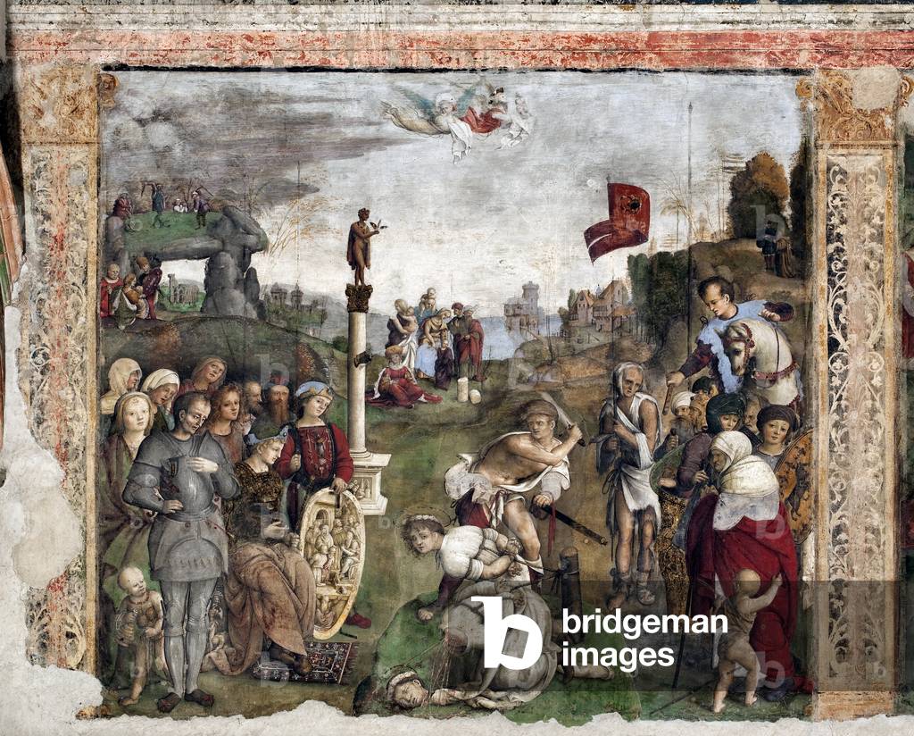 Life of St. Cecile: Martyrdom of St Valerian and Tiburtius(fresco, 1506)