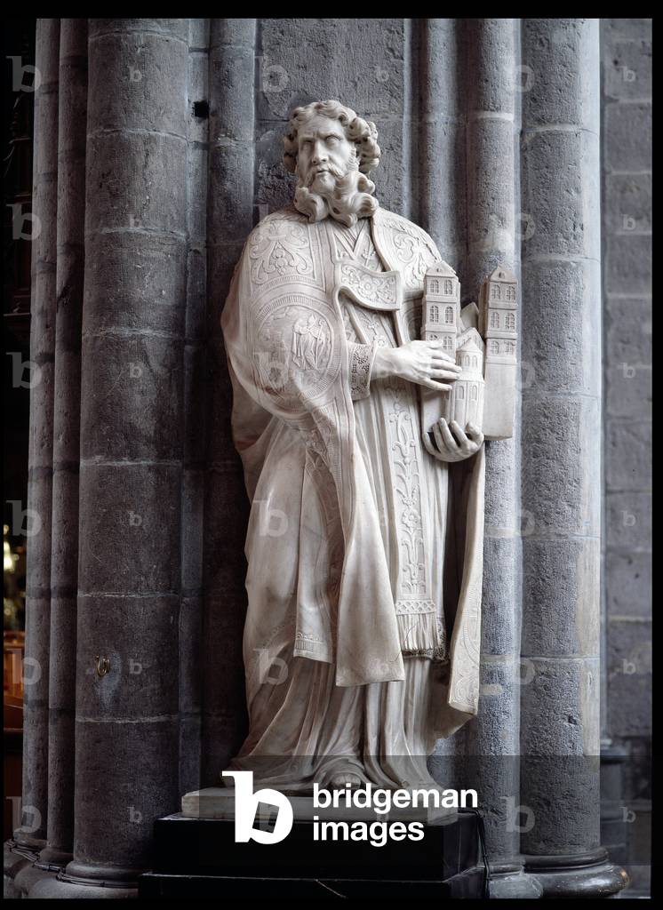 Statue of St Eleuther, founder of the cathedrale of Tournai in Belgium. by
