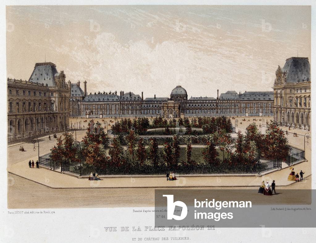 Image of Napoleon III Square and the Tuileries Palace, 19th century by ...
