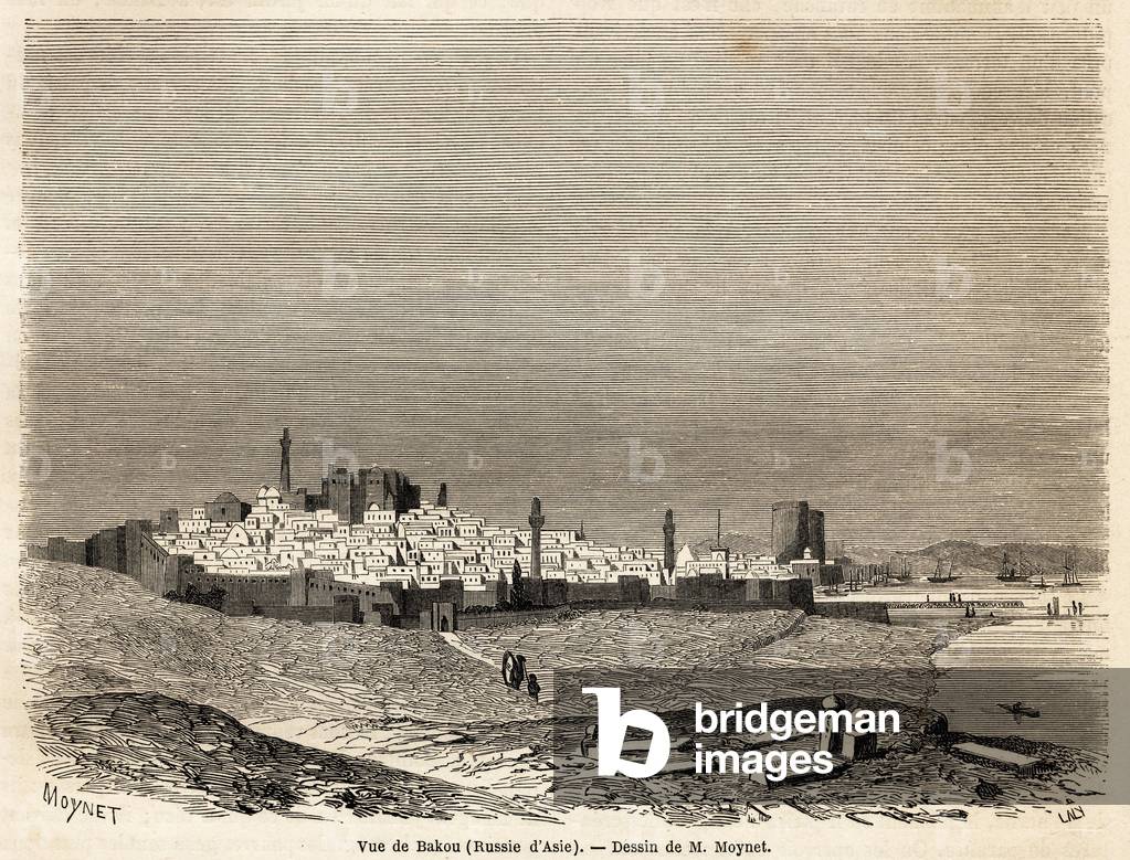 Image of View of Baku (Russia, Azerbaijan), drawing by Mr.Moynet, to ...