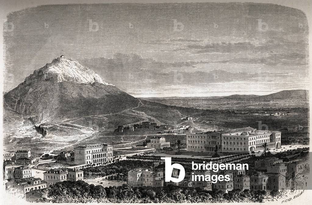 Image of View of Athenes Greece, drawing by Therond, to illustrate the ...