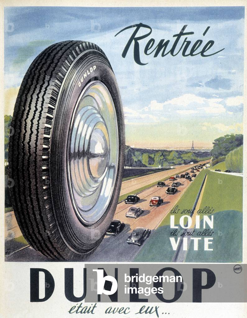 Image of 1952 advertisement for Dunlop tires: 'They went far, they went ...