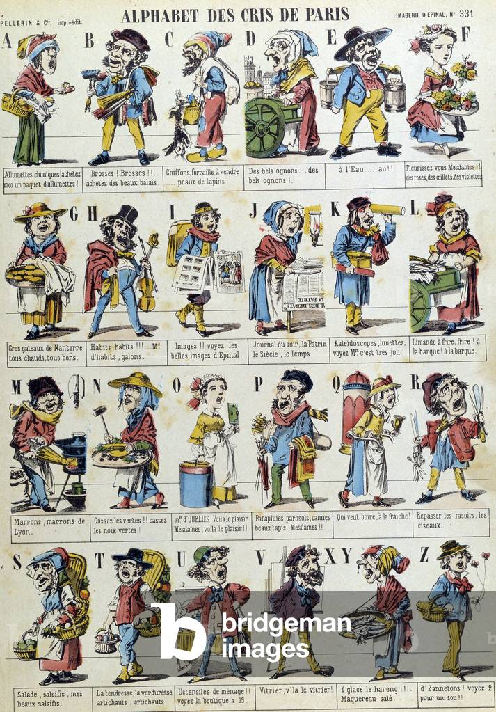 Image of Alphabet of the cries of Paris, 19th century (Epinal by French ...