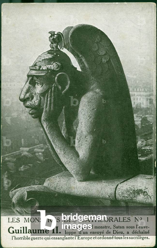 Image of First World War: France, Patriotic Map showing a gargoyle of