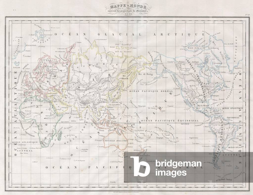Image of 1832, Malte-Brun Map of the World on Mercator Projection