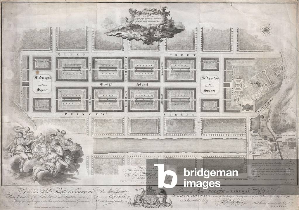 Image of 1768, James Craig Map of New Town, Edinburgh, Scotland, First