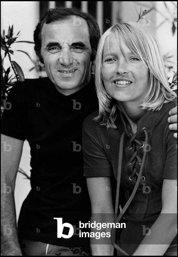 Image of Charles Aznavour with Ulla Thorsel, 1970. (b/w photo)