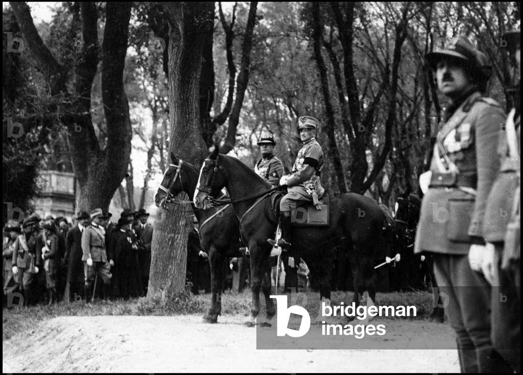 Image of The Italian head of the government Benito Mussolini and the