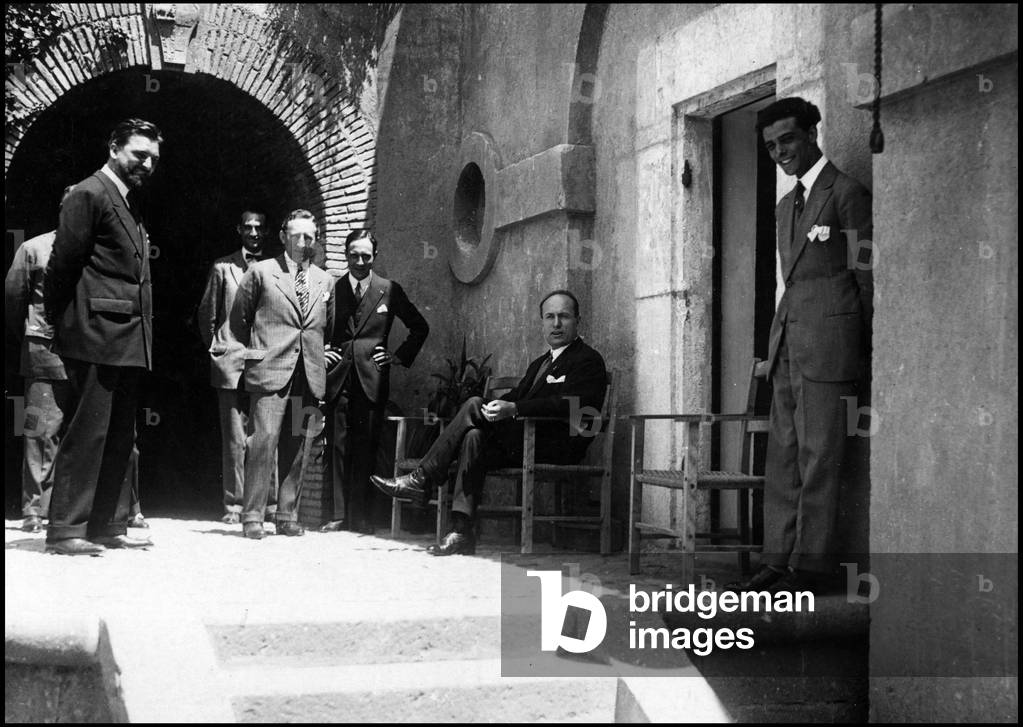Image of The Italian head of the government Benito Mussolini and other