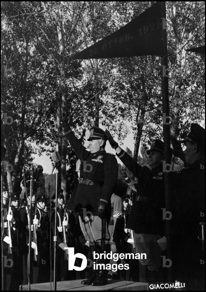 Image of Head of Government Benito Mussolini taking part in the unveiling