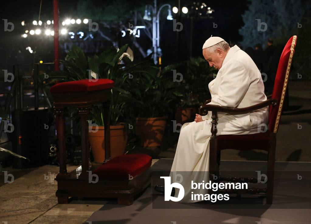Image of Pope Francis (Jorge Mario Bergoglio) leading the Via Crucis on