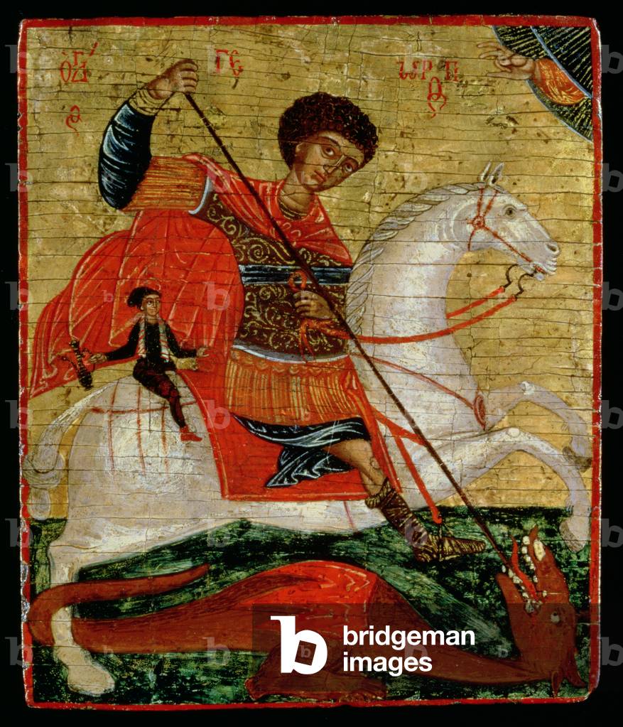 Image of Icon of St. George and the Dragon (gold leaf and by Cretan ...
