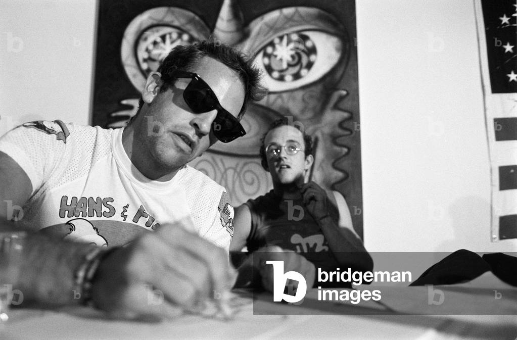Image of Artists KENNY SCHARF and KEITH HARING, Pisa, 1989 (photo)